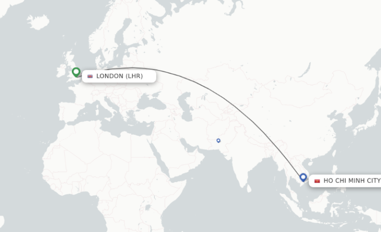 Distance, and time difference between the UK and Vietnam for traveling ...